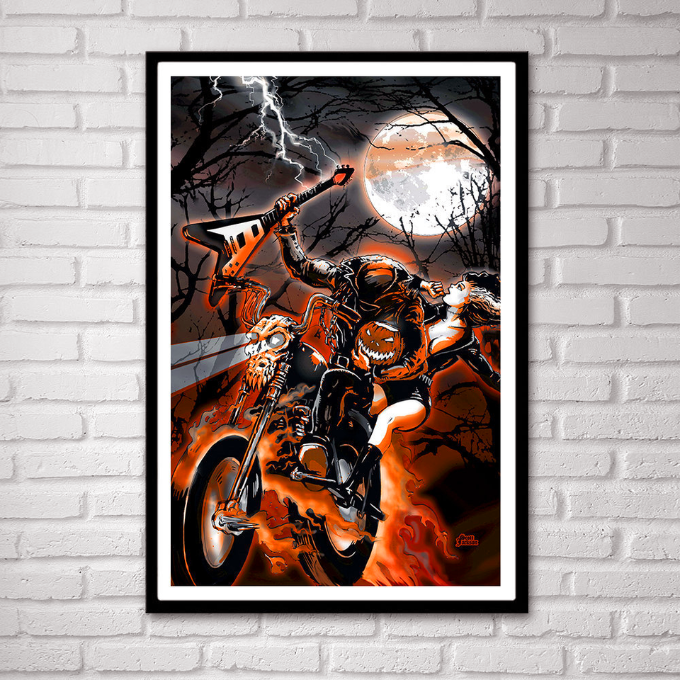 HEADLESS HORSEMAN Art Print poster Halloween Sleepy Hollow Biker Scott ...