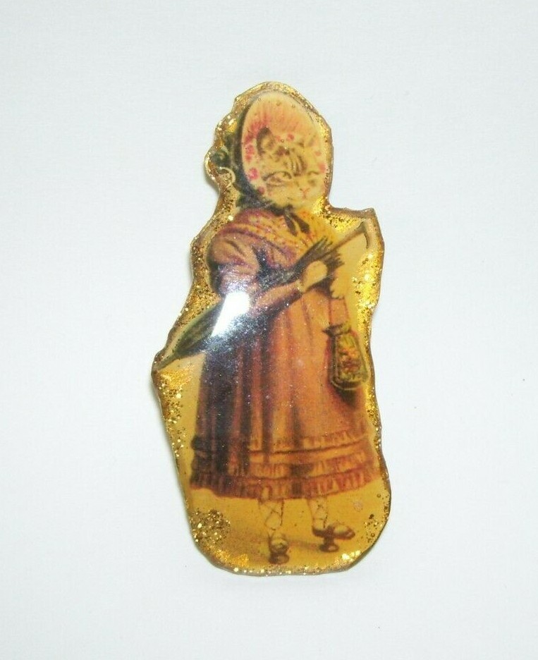Cat Pin Victorian Design - Gem