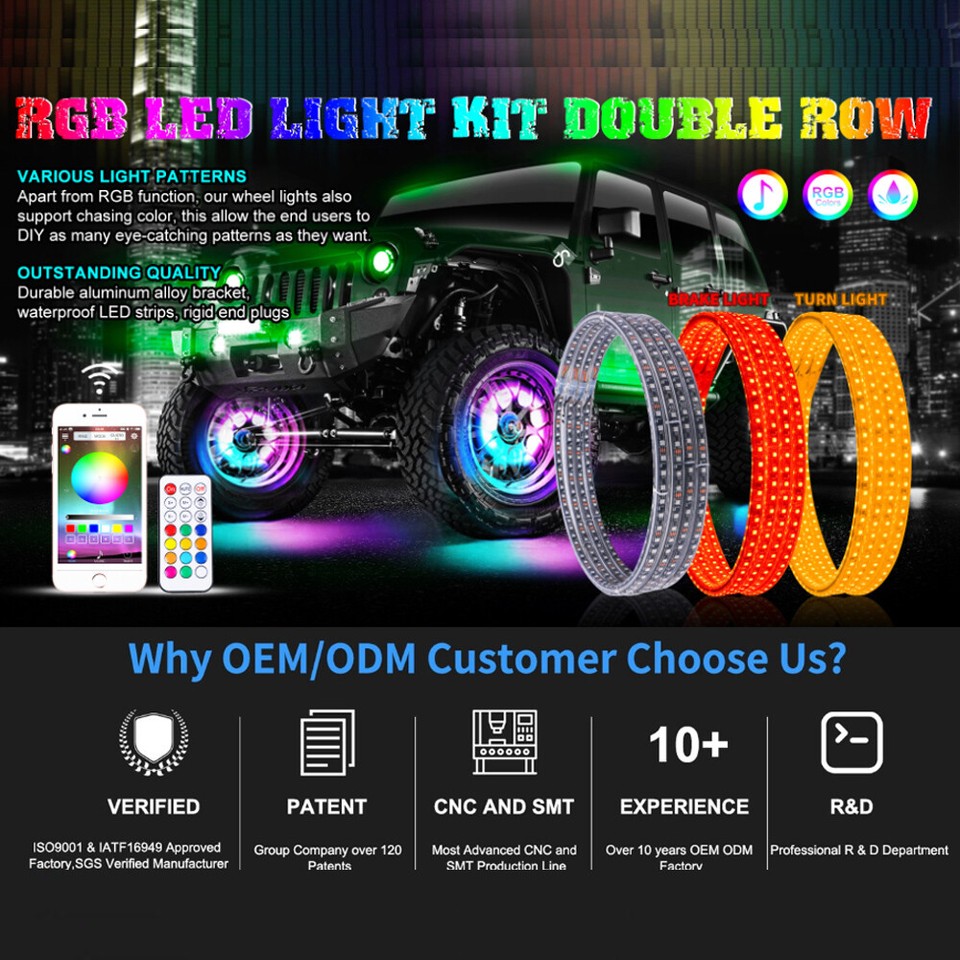 Car 15.5'' RGBW LED Wheel Ring Lighting Kits For Chevy Silverado 1500 ...