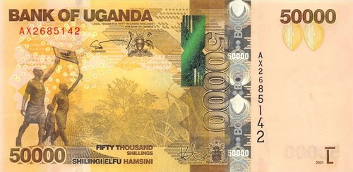 2021 50,000 shillings Uncirculated Banknote. Uganda 50000 Shillings ...