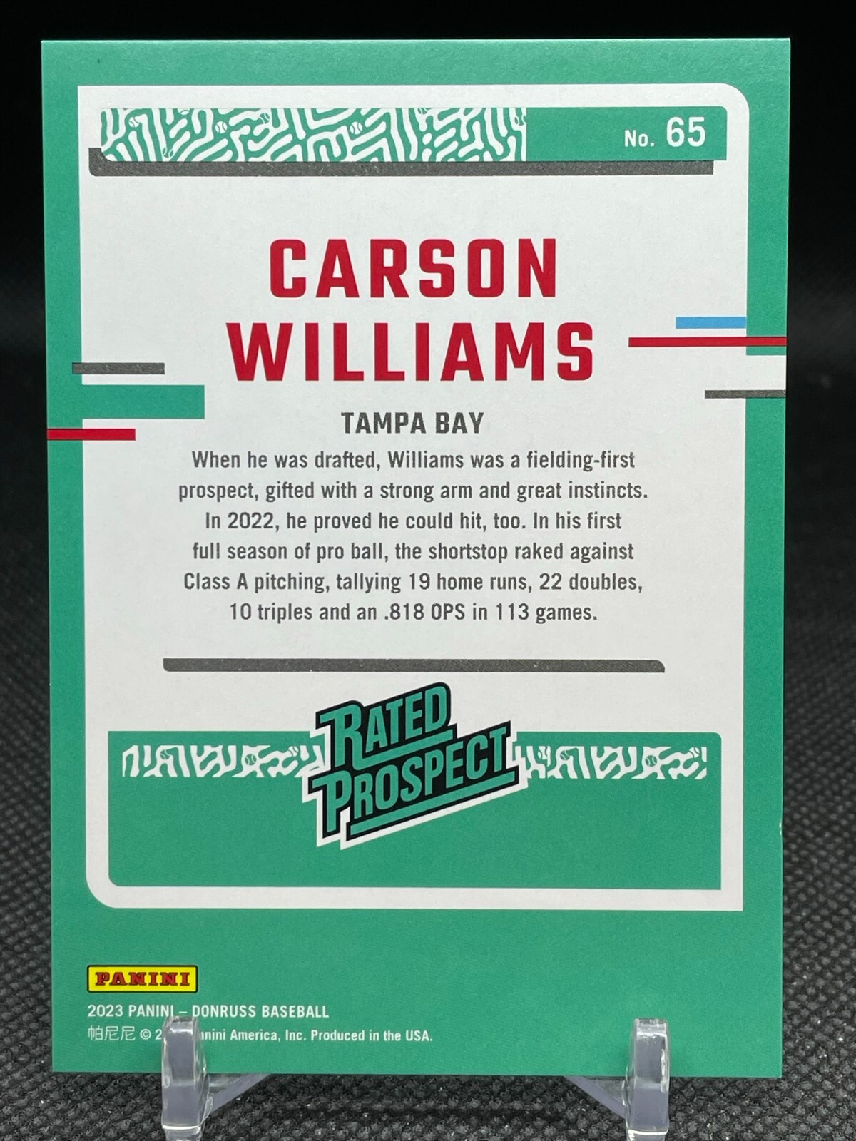 2023 Panini Donruss - Rated Prospect Holo Red #65 Carson Williams /2023 ...