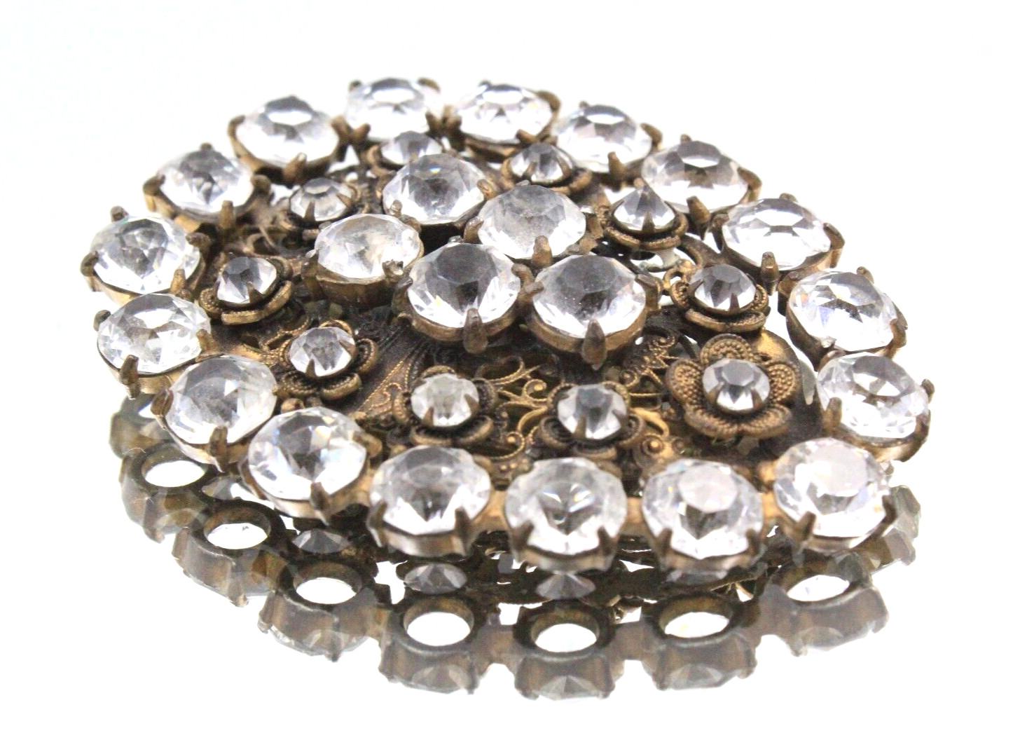 Antique Clear Czech Glass Large Filigree Open Back Cl… - Gem