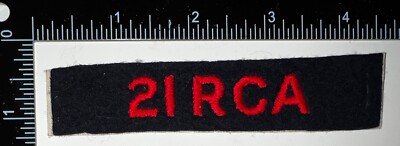 WWII 21st Royal Canadian Artillery RCA Cloth Patch Flash Formation Sign ...