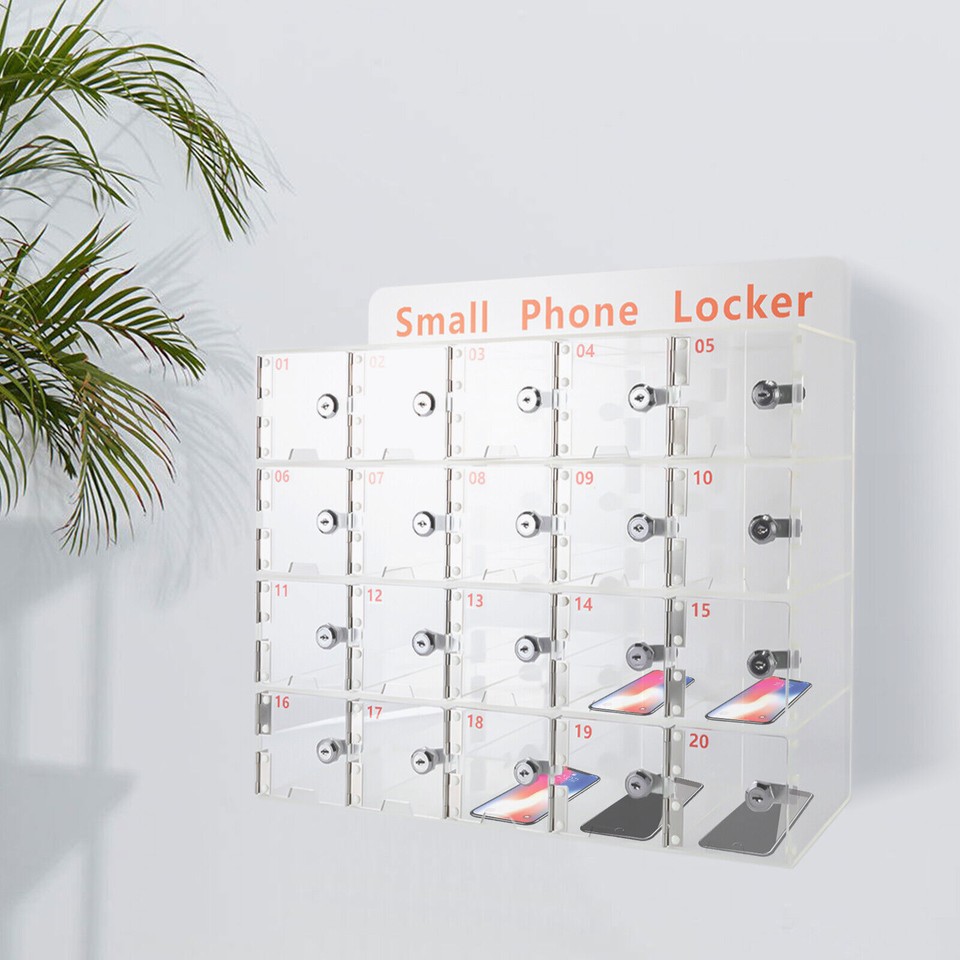 Rectangular Acrylic Cellphone Locker Clear Cell Phone Storage Box with ...