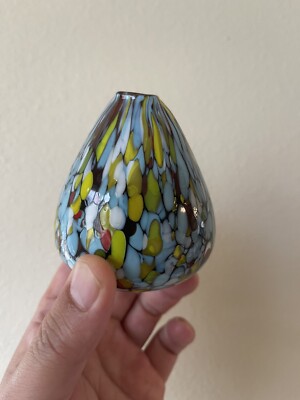 Hand Blown Pearlessence Art Glass Confetti Mini Bud Vase Reed Diffuser ...