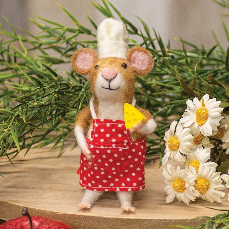 Baker Mouse With Cheese Felt Critter Gift Home Decor Ornament Holiday ...
