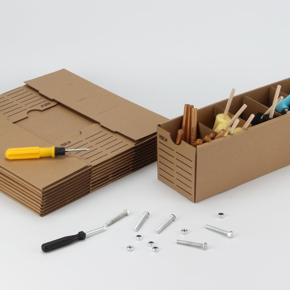 Parts Bins with Dividers, Cardboard Storage Boxes, Pantry Organizer ...