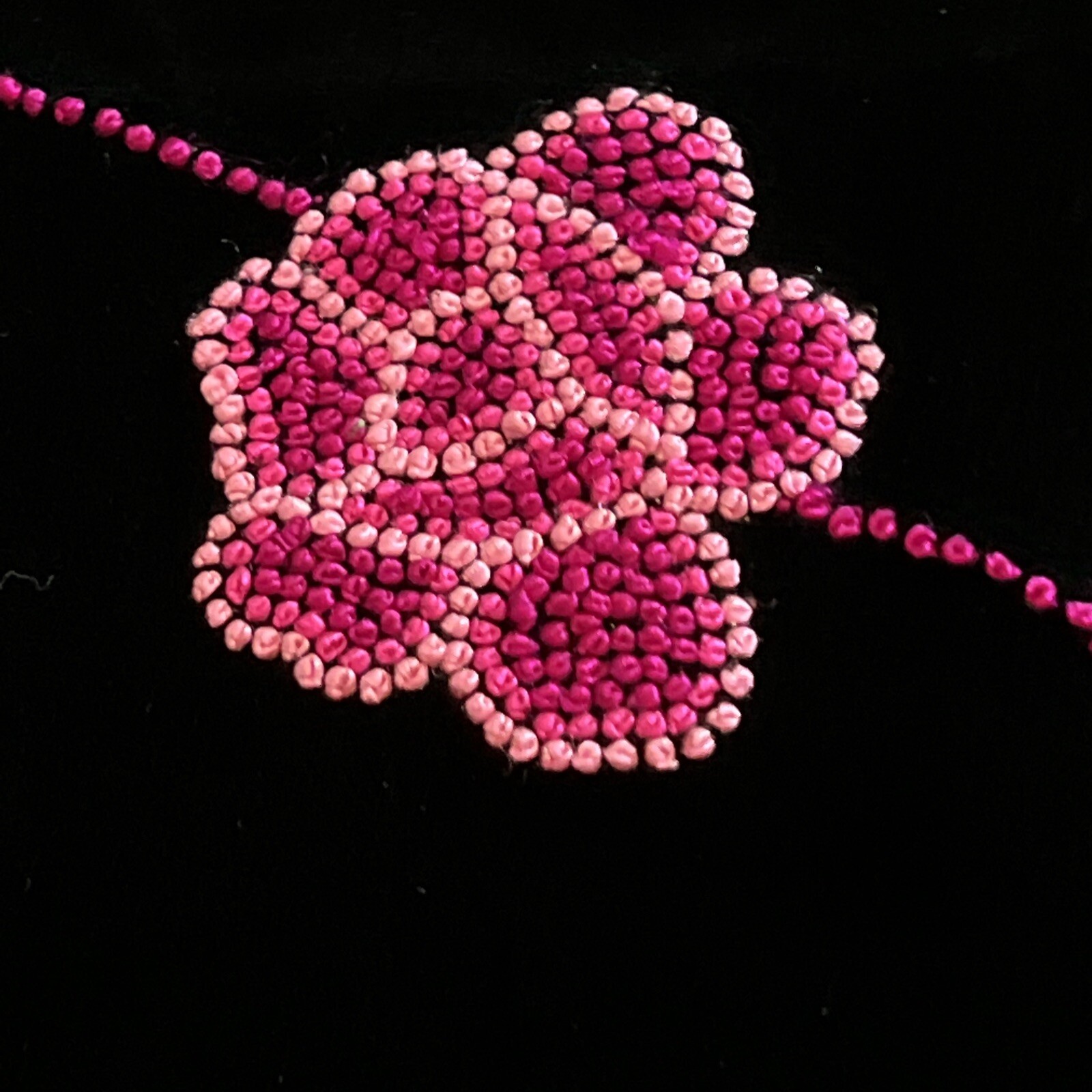 RuiFuXiang Rui Fu Xiang Embroidered Silk Pink Floral Design Red Silk ...