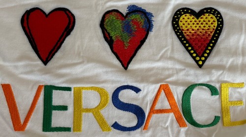 Authentic NWT Versace Embroidered Hearts Unisex Men T Shirt Small Pride ...