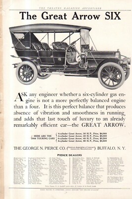 1908 Pierce Arrow Great Arrow 6 Original ad from Theatre - "Ask any ...