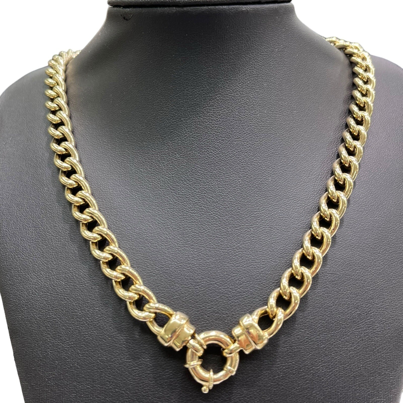 9ct 9k Yellow Gold Rounded Curb Link Ladies Chain Necklace 44.56 Grams ...