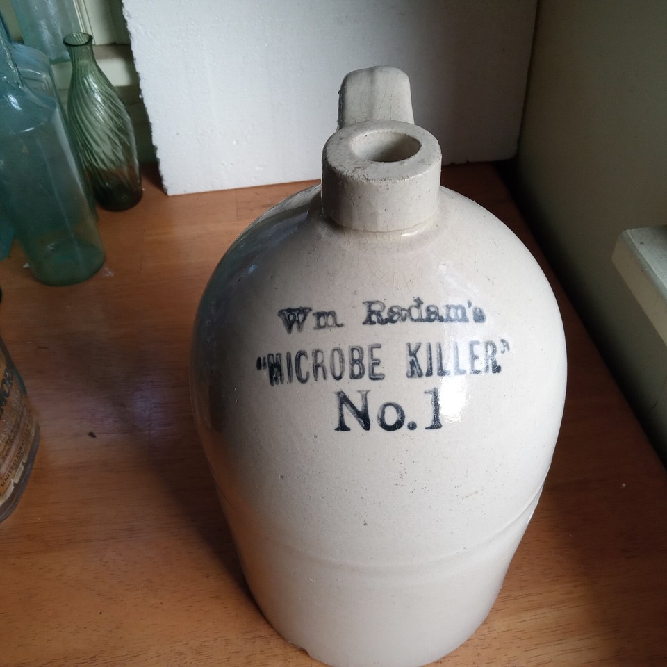 Wm RADAM'S MICROBE KILLER NO.1 STONEWARE 1890s QUACK CURE ALL ...