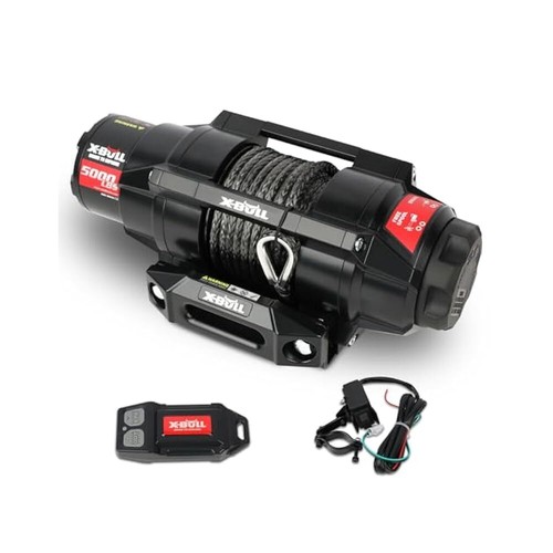 5000lb Winch, 12V Electric, Waterproof, Synthetic Rope, Remote Control ...