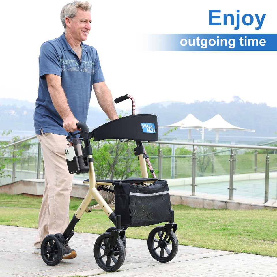 Walk Mate Rollator Pro Walker for Seniors Taller 5~7ft W/ Height ...