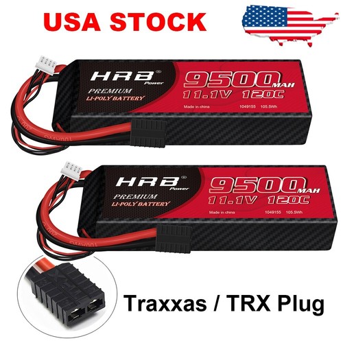 2x HRB 11.1V 3S 9500mAh 120C TRX Lipo Battery for RC Helicopter Car ...