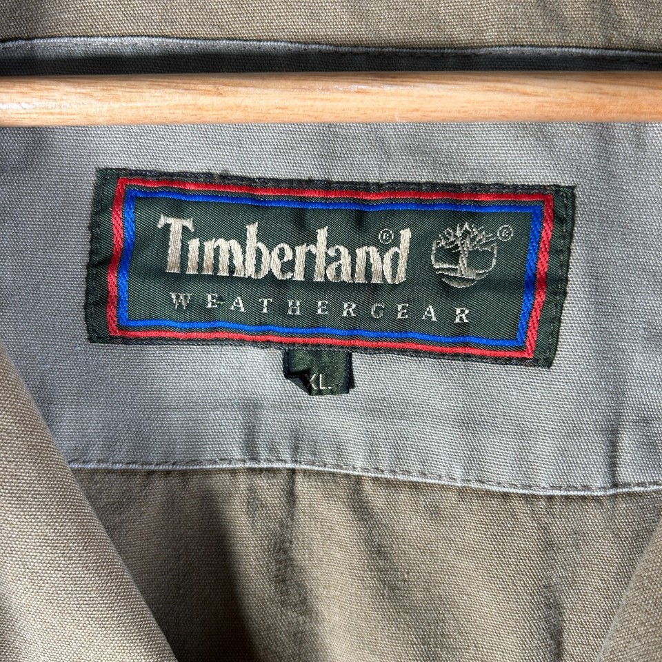 Vintage Timberland Weathergear Jacket XL Tan Leather Collar Coat ...