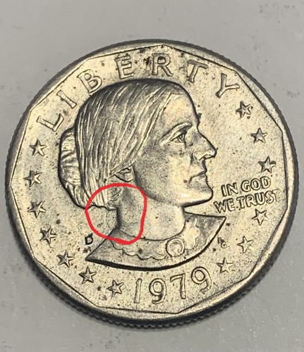 1979 Susan B Anthony Liberty Dollar U.S. Coin with Die Break Mint Error ...