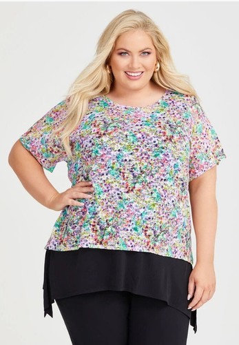 TAKING SHAPE Ditsy Mesh Top -Size 26-28 | eBay Australia