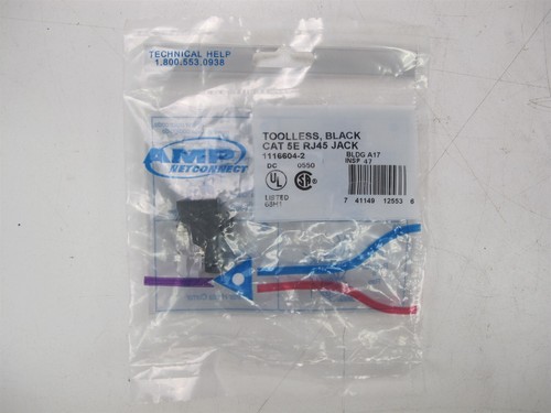 AMP Netconnect Toolless Black CAT 5E RJ45 Jack 1116604-2 | eBay