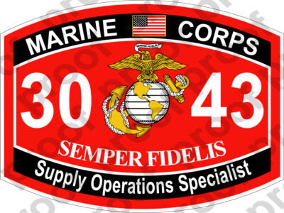 STICKER USMC MOS 3043 Supply Operations Specialist ooo USMC Lisc No ...