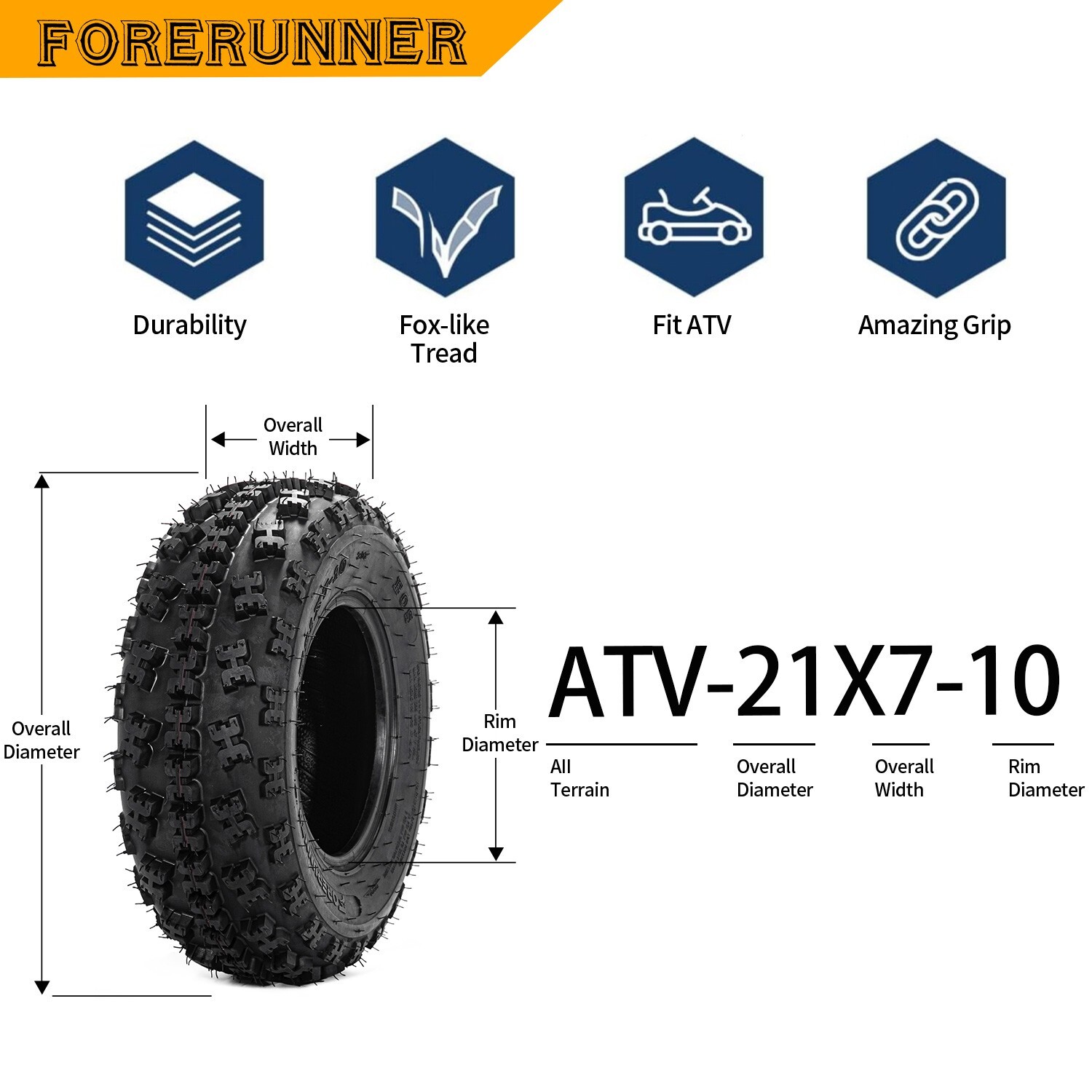 2X 21x7x10 6PLY ATV Tires 21x7-10 UTV Tires 21 7 10 AT All Terrain Mud ...
