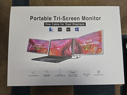 Tri Screen 14" Laptop Monitor Triple Display Portable With Free Soft ...