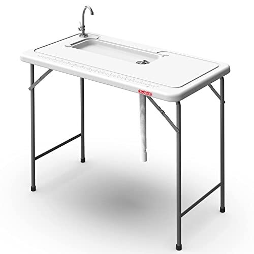 Folding Fish Cleaning Table with Sink, Portable Camping Dish Washing ...