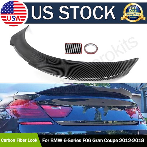 FOR 12-18 BMW F06 640i 650i M6 CARBON LOOK REAR TRUNK SPOILER WING LID ...