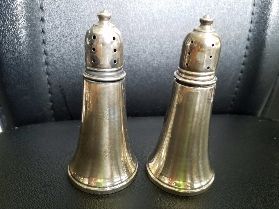 REVERE SILVERSMITHS STERLING REINFORCED WITH CEMENT SALT AND PEPPER ...
