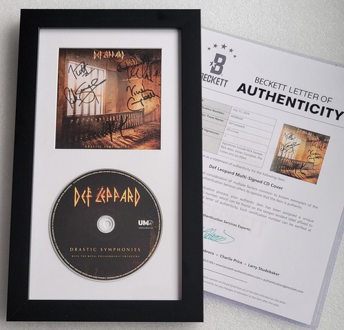 DEF LEPPARD SIGNED CD DISPLAY BECKETT BAS LOA COA AUTOGRAPHED GREAT ...