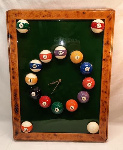 Billiards Pool Ball Clock Pool Table Cool Wall Clock Solid Wood | eBay