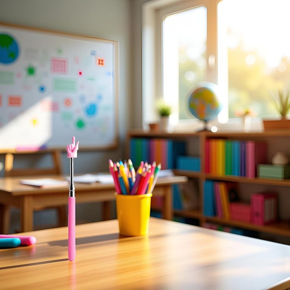 Pink Multipurpose Teacher Pointer Stick, Extendable Classroom Pointer ...