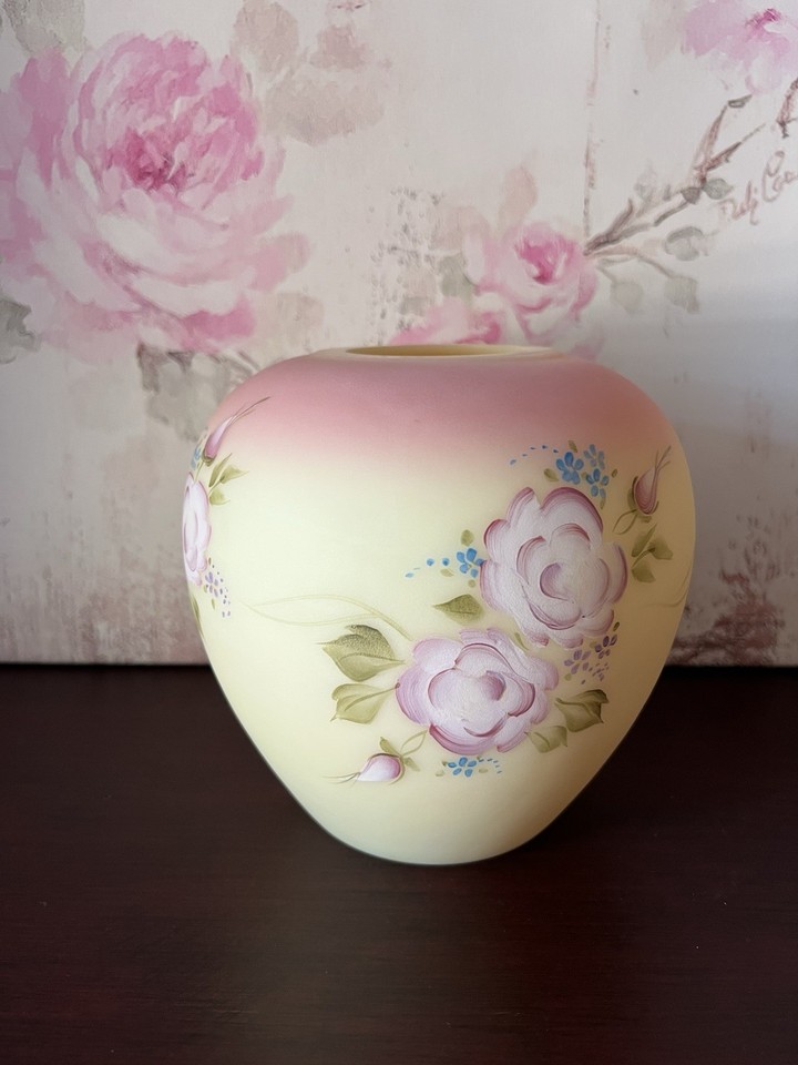 Fenton Glass 6” Burmese Satin Vase Unique from WVA Fenton Factory Gift ...