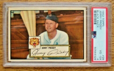 1952 Topps PSA 4 VG-EX #28 Jerry Priddy Black Back Detroit Tigers (no ...