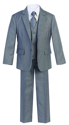 Magen Kids Boys SLIM FIT Formal Bridal 7 Pcs Set Suit S1-18 GRAY 2 ...