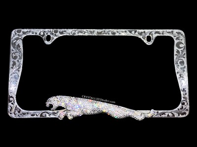 Engraved Bling Jaguar License Plate Frame AUSTRIAN CRYSTALS Car Custom ...