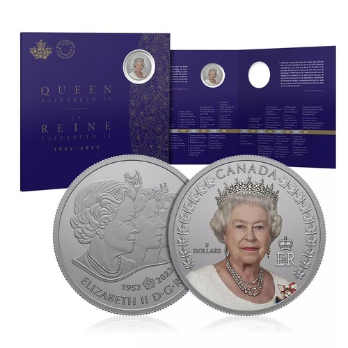 Canada 2022 $5 Portrait of Queen Elizabeth II Fine Silver Coin in RCM ...