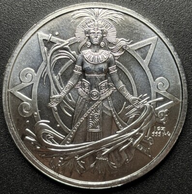 Aztec Goddess of Water | Chalchiuhtlicue - 1 oz .999 Fine Silver Round ...
