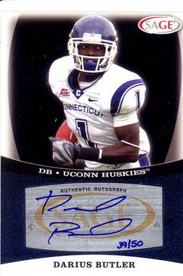 darius butler rookie draft auto autograph connecticut huskies uconn ...