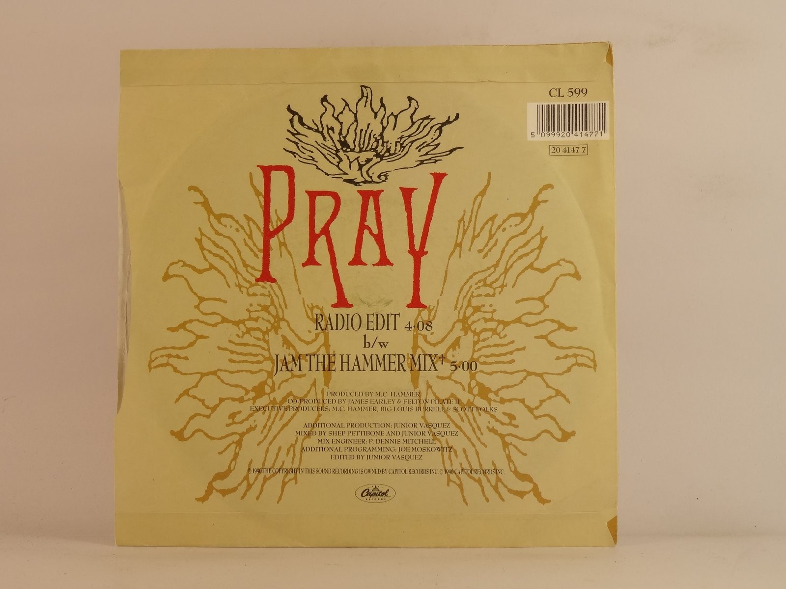 MC HAMMER PRAY (112) 2 Track 7" Single including Picture Sleeve CAPITOL ...