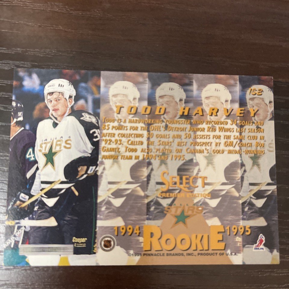 TODD HARVEY - 1994-95 PINNACLE SELECT ROOKIE - CERTIFIED GOLD PARALLEL ...