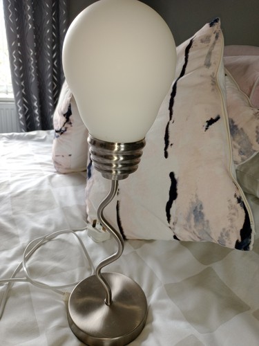 VTG 90s Squiggle Oversized Light Bulb Table Lamp Chrome Base White ...