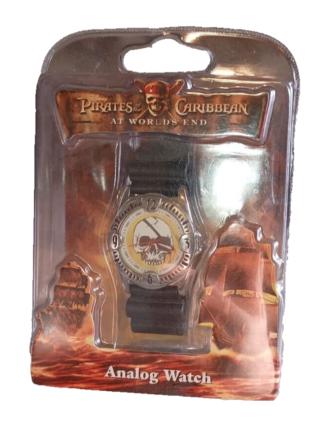 Disney Pirates of the Caribbean Watch Silver Tone Black Band | eBay