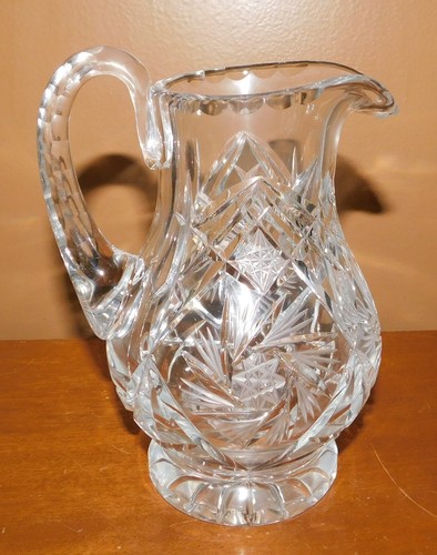 Crystal Glass Beverage Syrup Pitcher Pinwheel Applied Handle | eBay