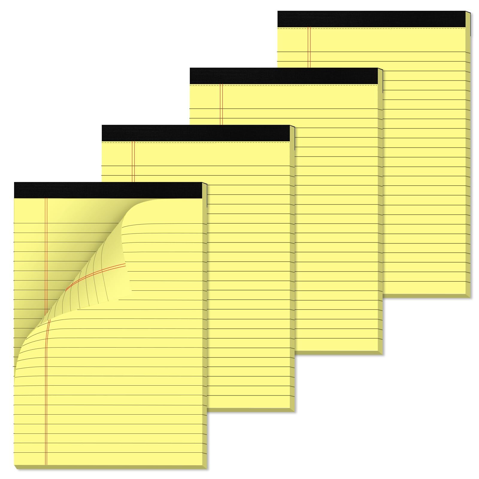 4 Pack of Yellow Legal Pad Writing Pads 5" x 8" Notepad 80gsm Recycled ...