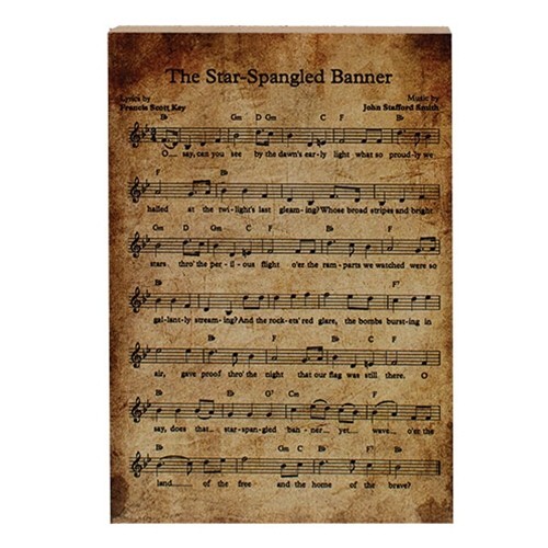 New Primitive THE STAR SPANGLED BANNER Block Sign 8"T Tan BLACK WOODEN ...