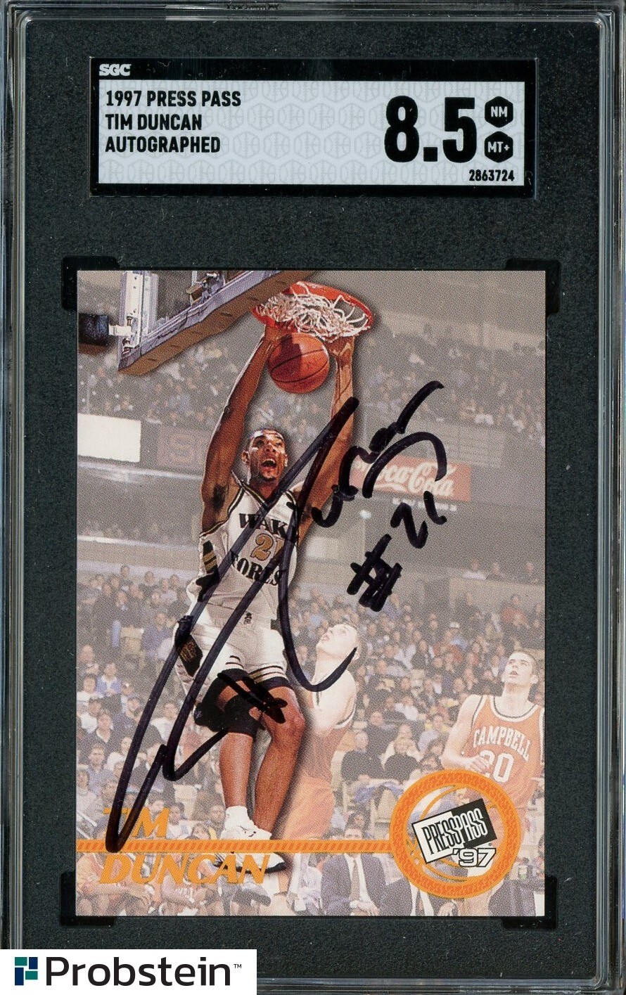 Signed 1997 Press Pass TIM DUNCAN RC Rookie AUTO SGC 8.5 NM-MT+ | eBay