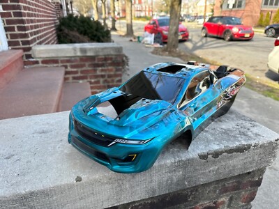 CUSTOM PAINTED RC BODY, TRAXXAS XRT BODY, CANDY CHROME BLUE FLAMES ...