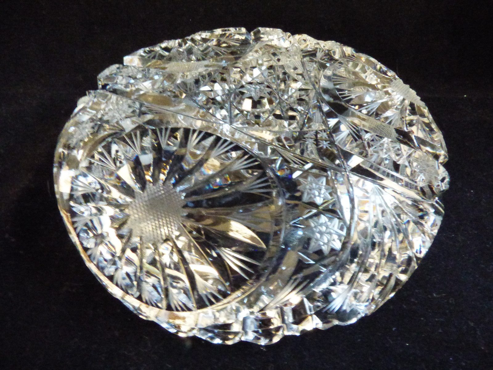 Antique VTG American Brilliant Period deep Cut Crystal round Bowl dish ...