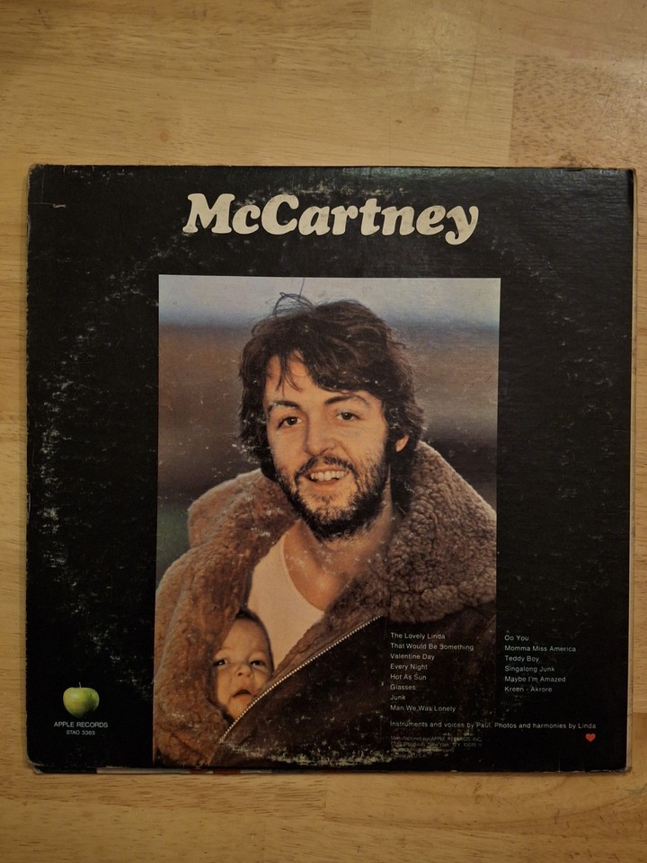 Paul McCartney McCartney Record LP Album Apple Vinyl STAO 3363 1970 ...
